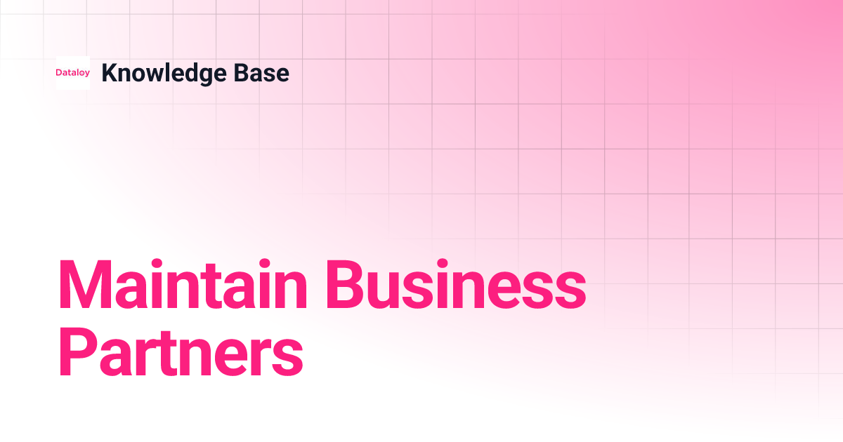 Maintain Business Partners | Knowledge Base