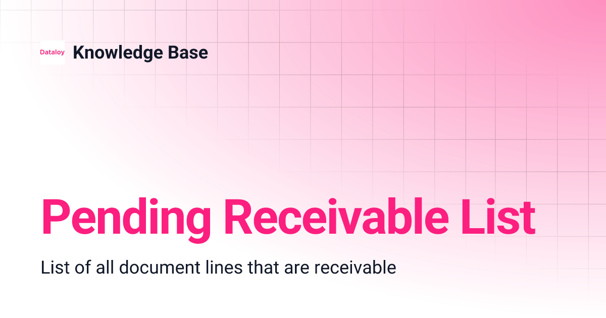 Pending Receivable List | Knowledge Base