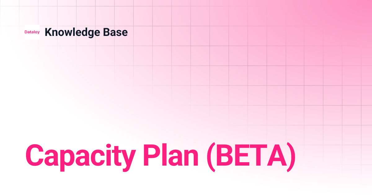 Capacity Plan (BETA) | Release 6.11 | Knowledge Base