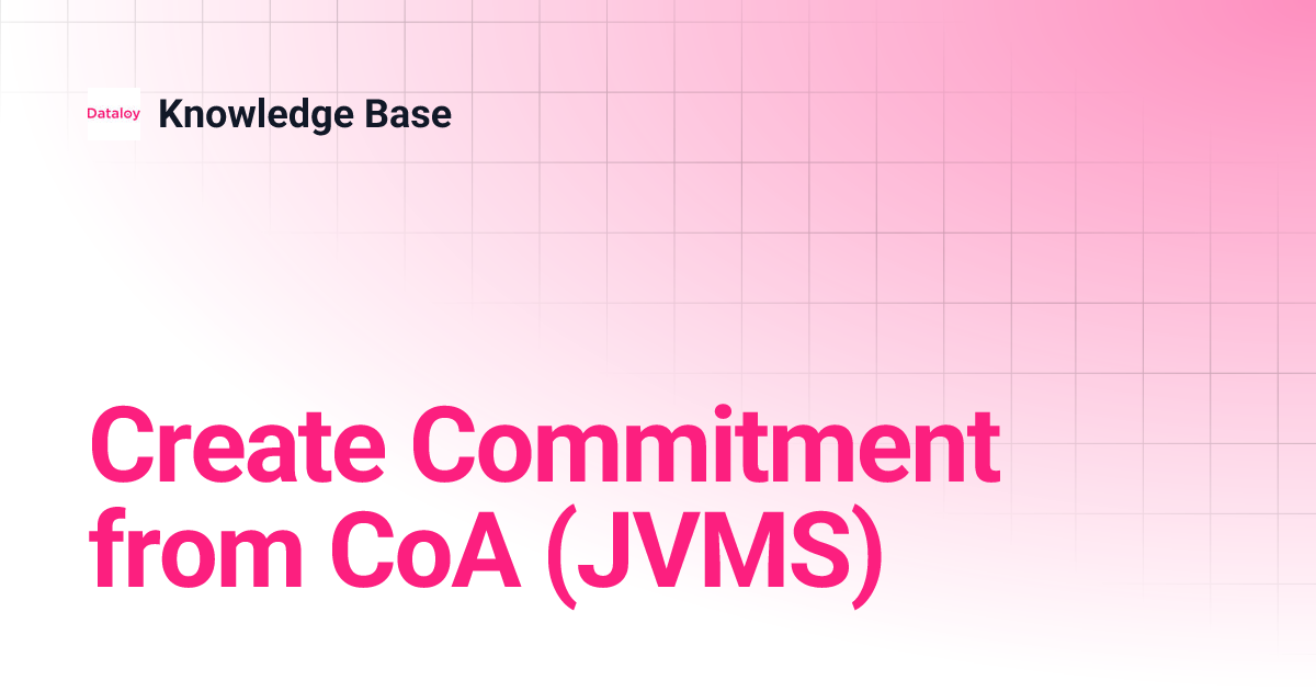 Create Commitment from CoA (JVMS) | Knowledge Base