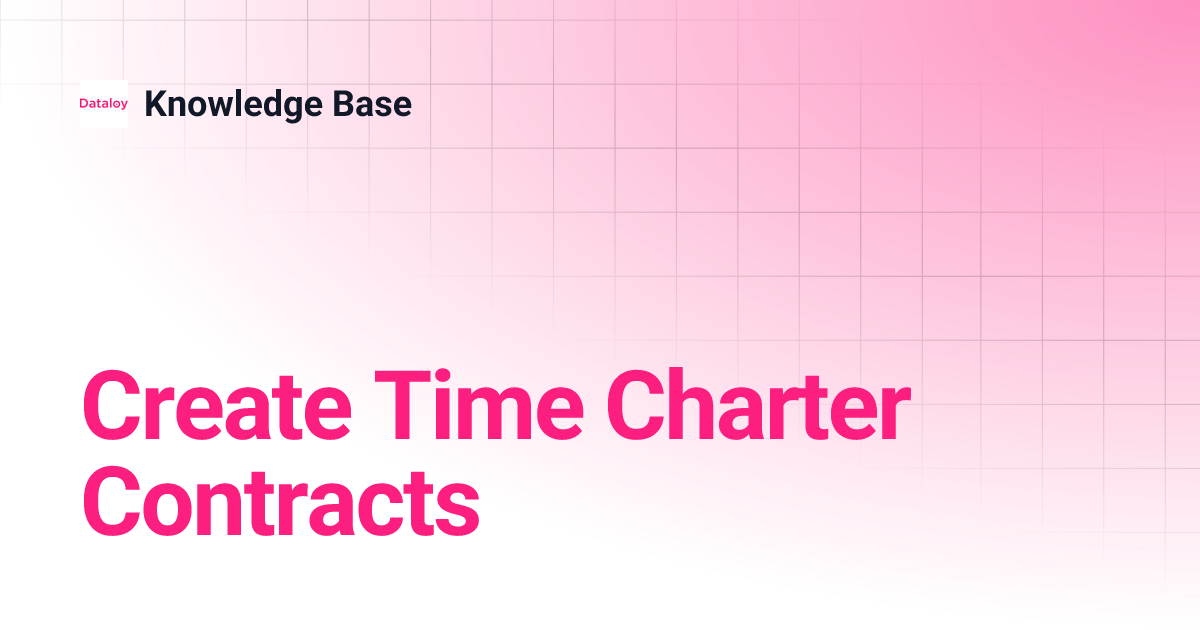 Create Time Charter Contracts | Knowledge Base