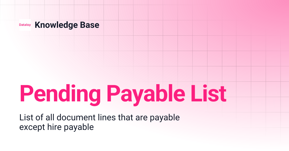 Pending Payable List | Knowledge Base