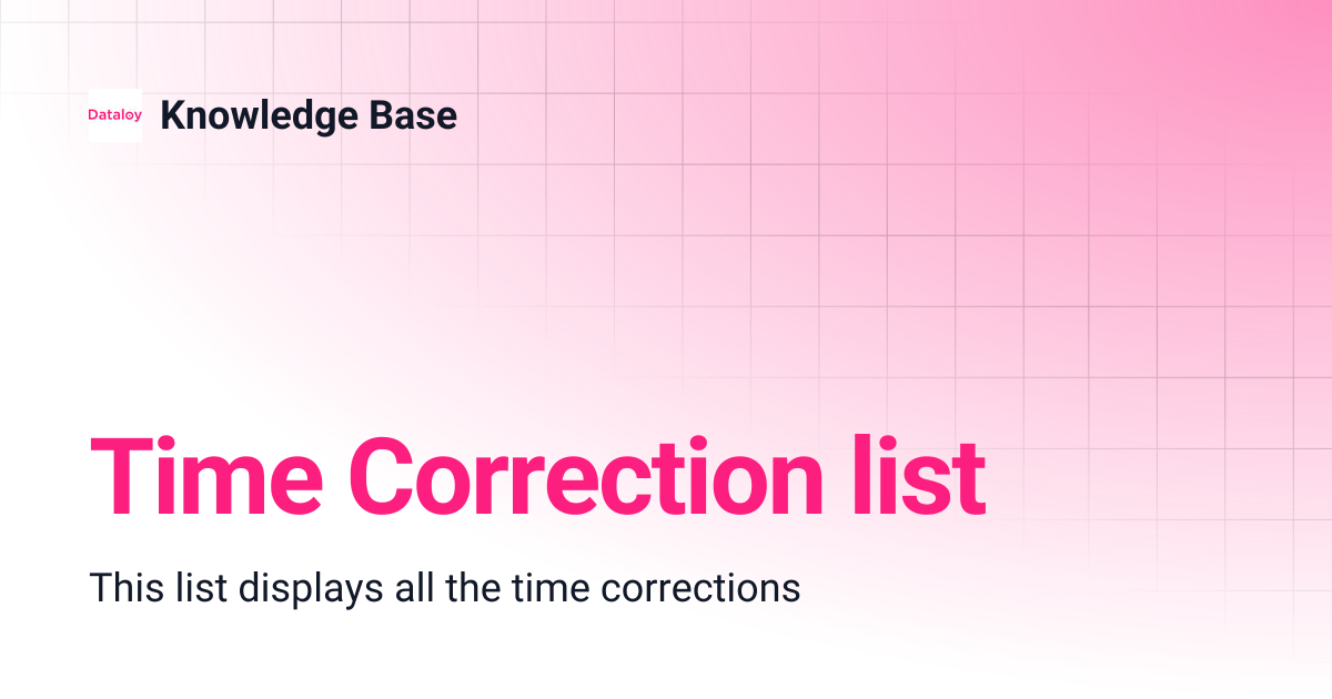 Time Correction list | Release 6.45 | Knowledge Base
