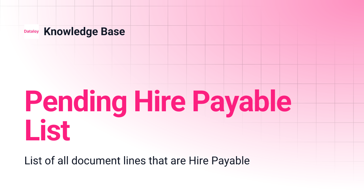 Pending Hire Payable List | Knowledge Base