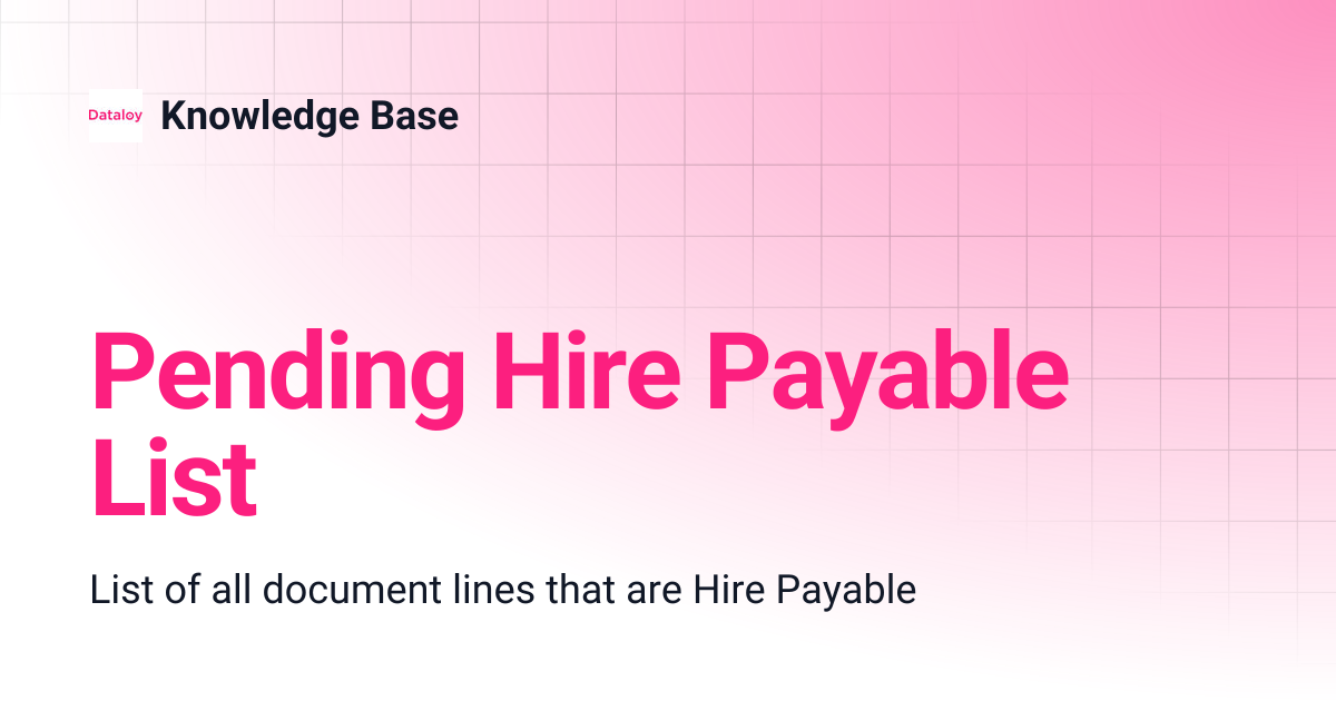 Pending Hire Payable List | Knowledge Base