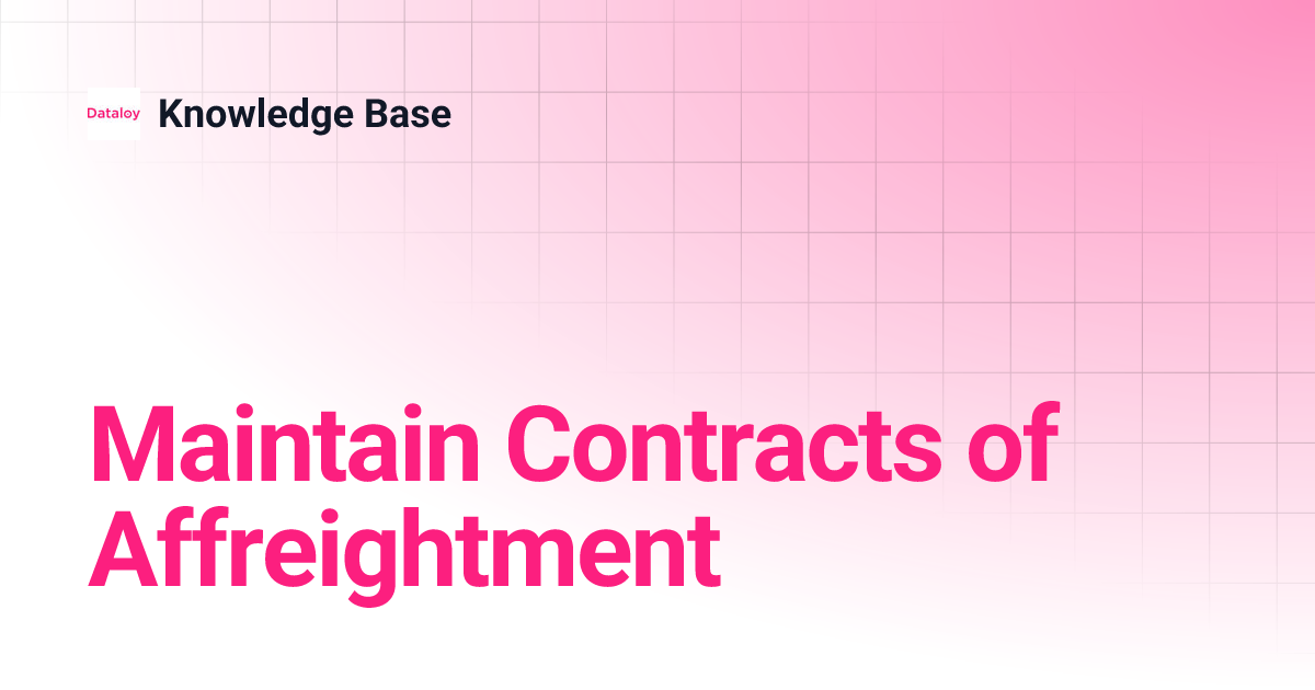 Maintain Contracts of Affreightment | Knowledge Base