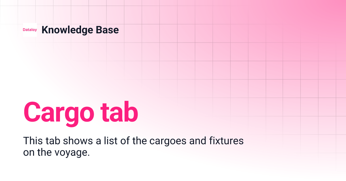 Cargo tab | Knowledge Base
