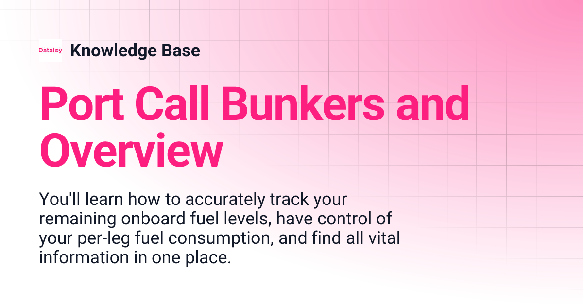 Port Call Bunkers and Overview | Release 7.8 | Knowledge Base