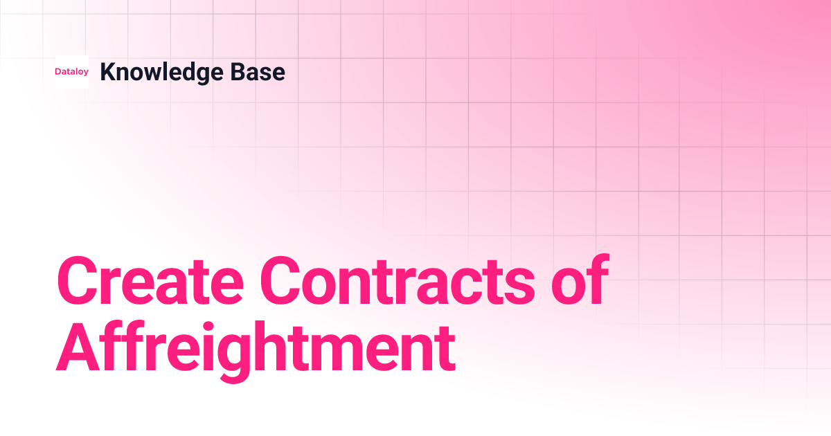 Create Contracts of Affreightment | Knowledge Base