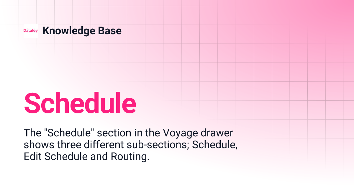 Schedule | Knowledge Base