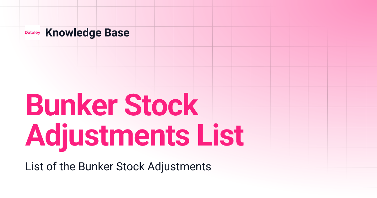 Bunker Stock Adjustments List | Knowledge Base