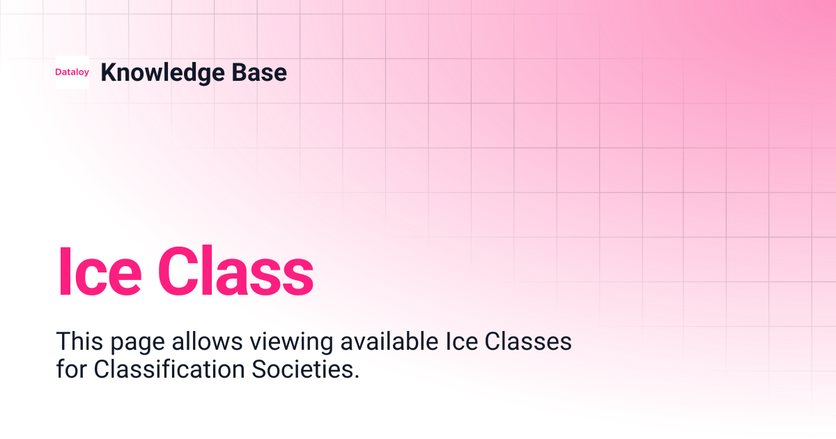Ice Class | Release 8.21 | Knowledge Base