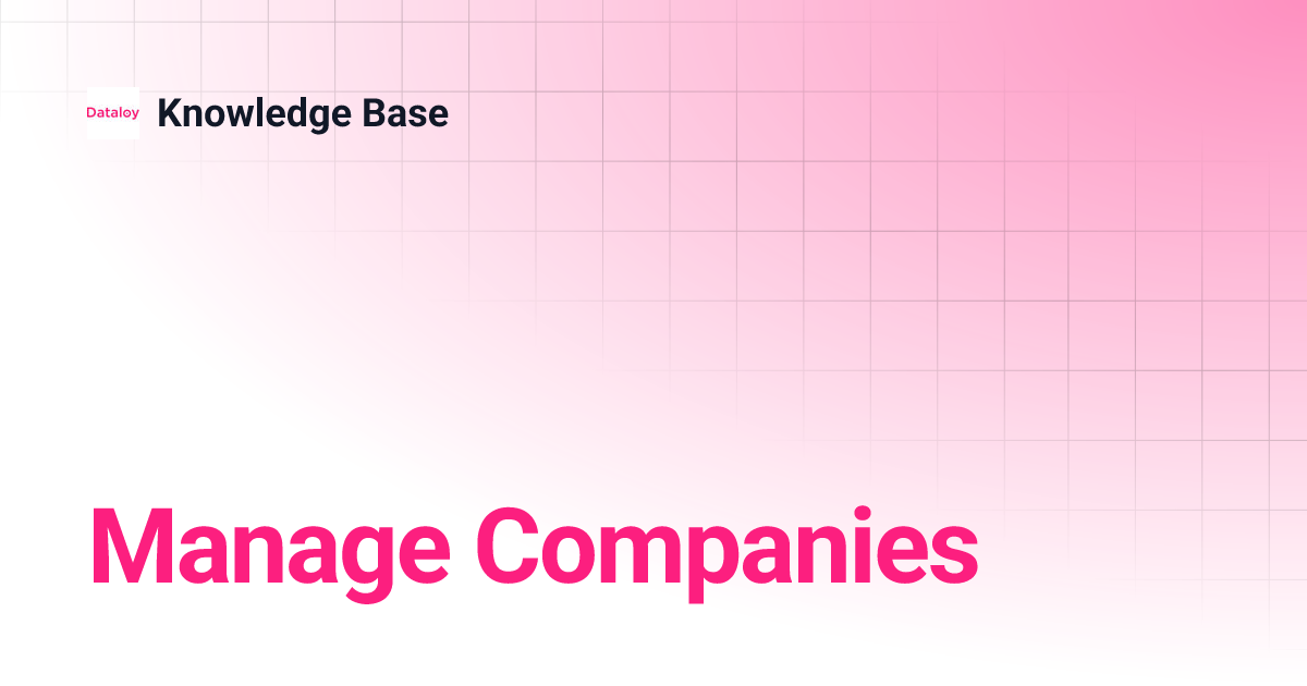 Manage Companies | Knowledge Base