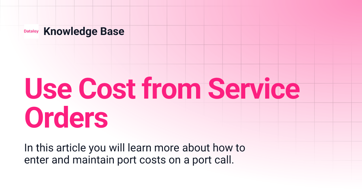 Use Cost from Service Orders | Knowledge Base