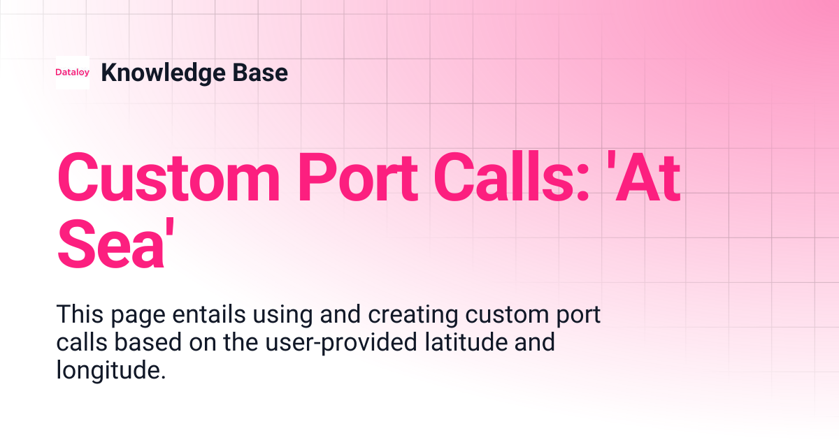 Custom Port Calls: 'At Sea' | Knowledge Base